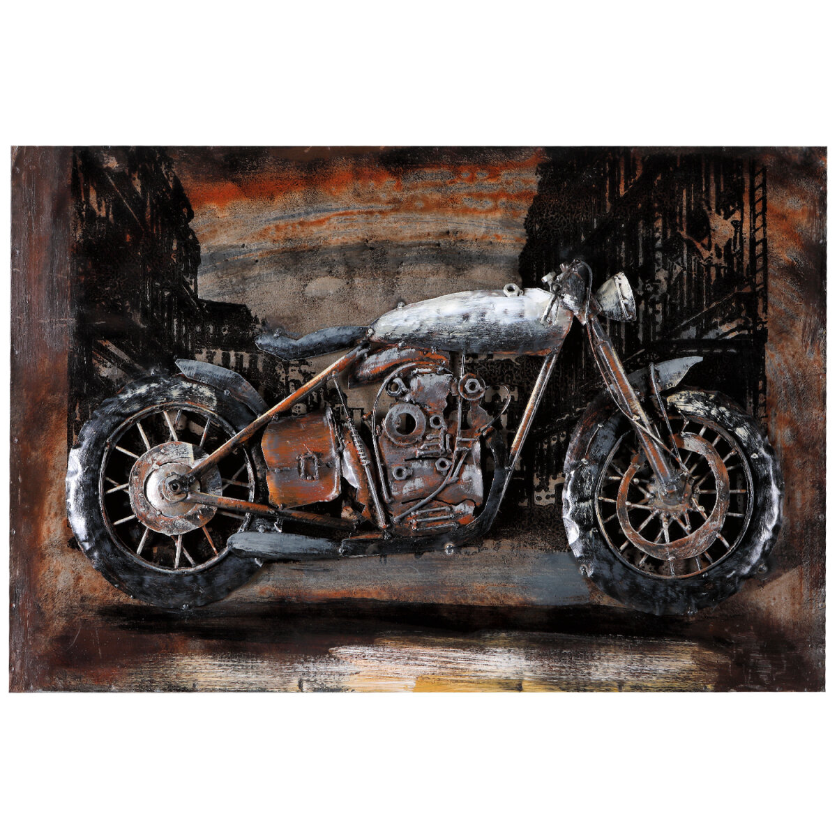 Wandbild Motorcycle 60 x 40 cm Metallbild 3D-Bild Relief Unikat Handm ...