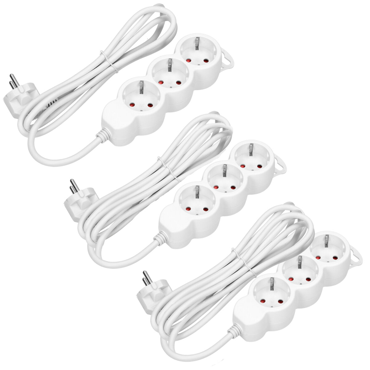 Steckdosenleiste 5-fach 1,5m, 3m, 5m Mehrfachsteckdose weiß mit Kabel ...