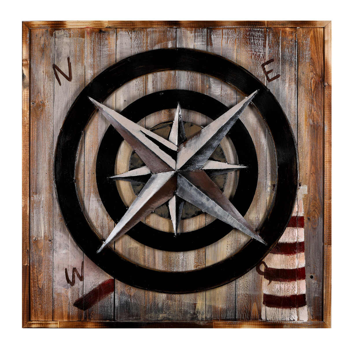 Metallbild Wandbild Relief 3D Motiv Kompass Bild 80x80x6cm Handmade ...