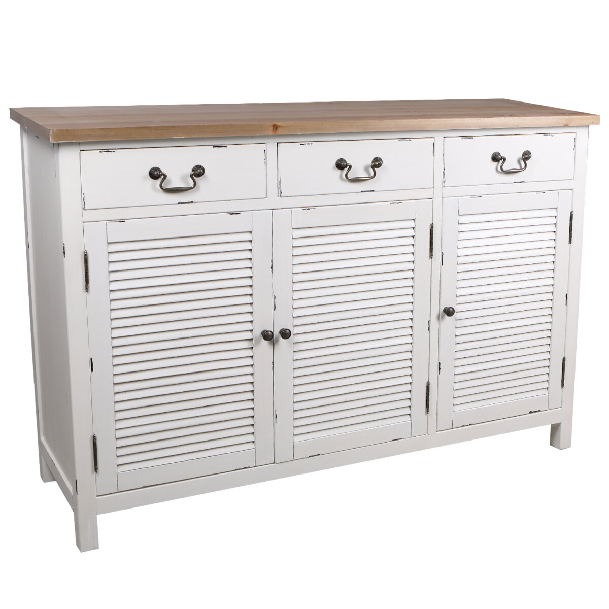 Kommode Bretagne XL Türen Holz Vintage Look creme weiß, 589,00