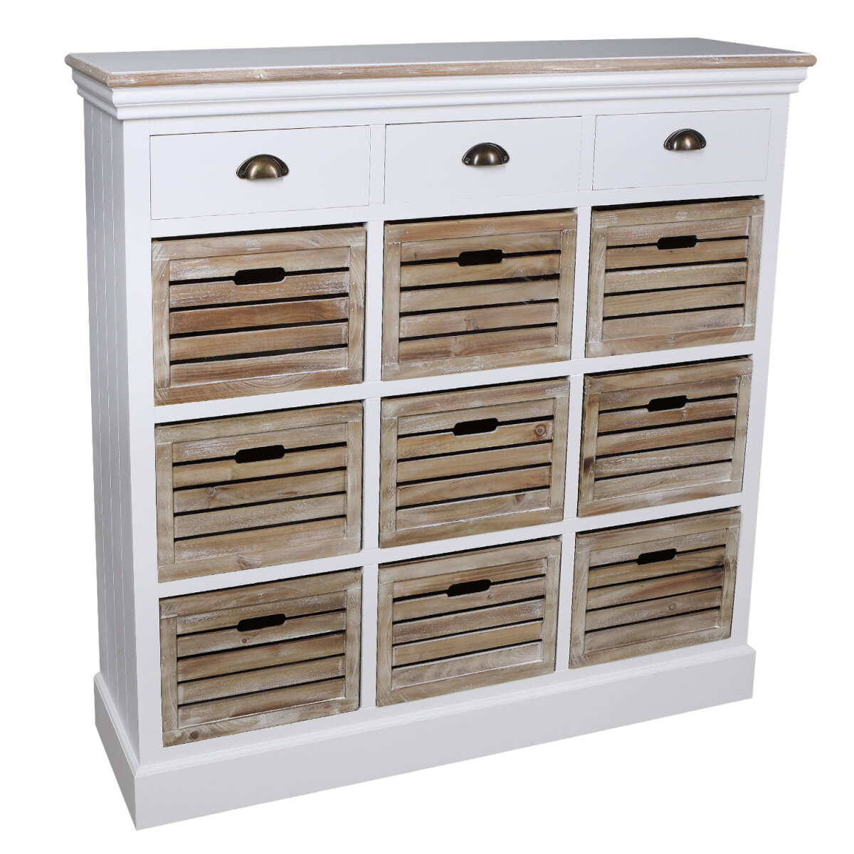 Kommode Holz 12 Schubladen Anrichte Sideboard Vintage Look weiß Schra ...
