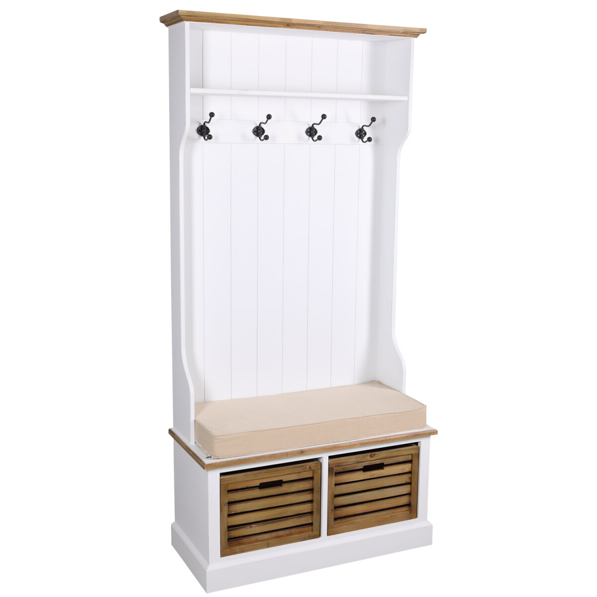 Garderobe Holz Weiss Vintage